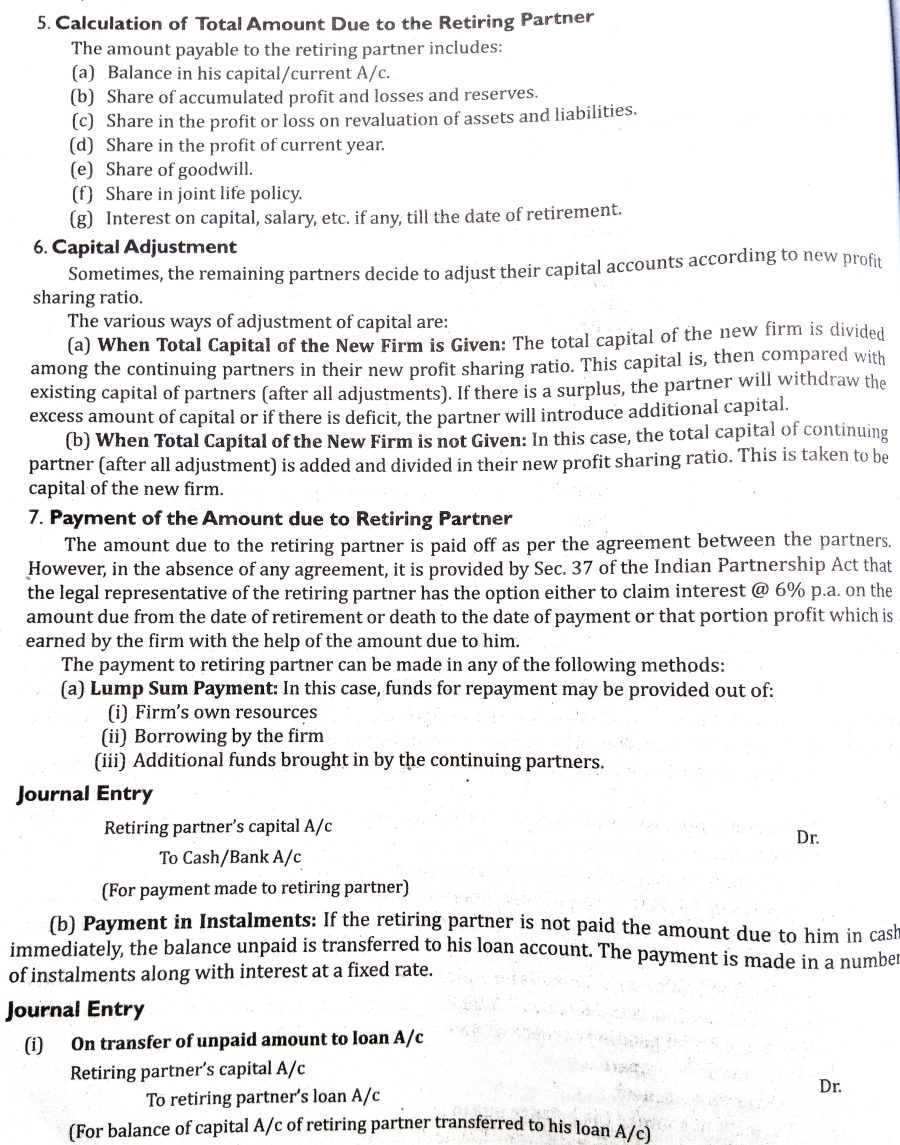 BCOM 1st Year Partnership Account Long Question Answer Notes
